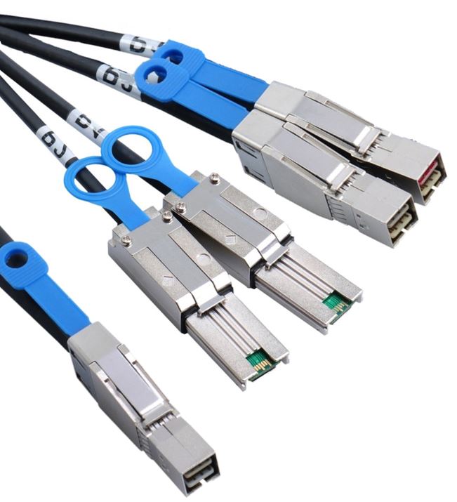 Cable, SAS External, SFF-8644 to (2) SFF-8644 and (2) SFF-8088, 2 mete ...